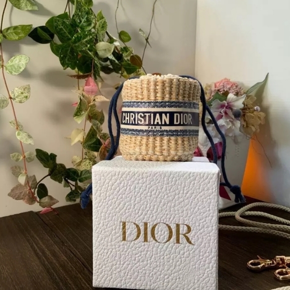 Dior | Bags | Christian Dior Straw Pouch Mini Shoulder Bag Vip Nwot ...